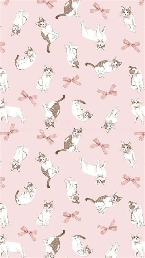 Coquette Aesthetic Wallpaper Cats And Pink Bows Iphone Wallpaper