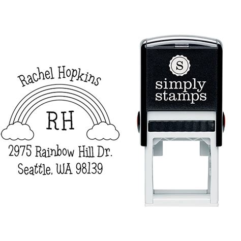 Rainbow Monogram Return Address Stamp Simply Stamps