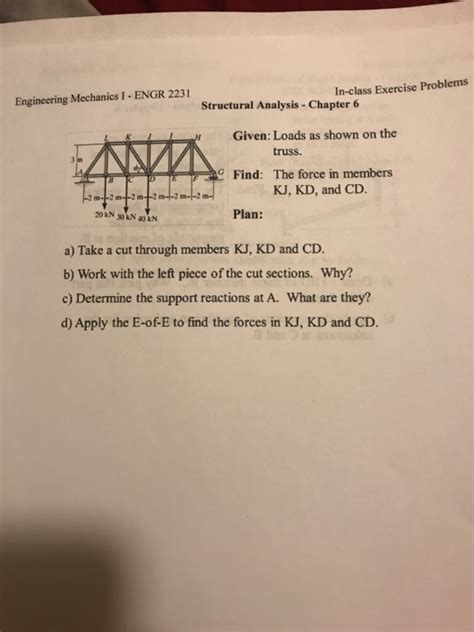 Solved In Class Exercise Problems Engineering Mechanics Chegg