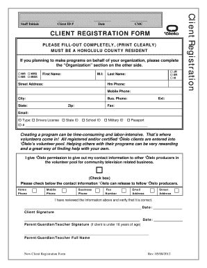 Fillable Online Olelo Client Registration Form Olelo Fax Email Print