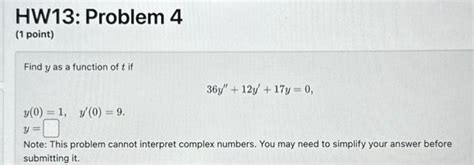 solved hw13 problem 4 1 point find y as a function of t