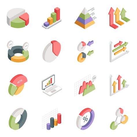 Premium Vector Pack Of Graphs Isometric Icons