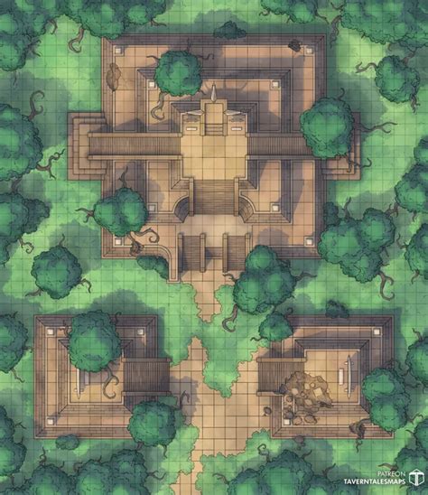 Overgrown Ziggurats 38x44 Battlemaps Fantasy Town Fantasy Battle