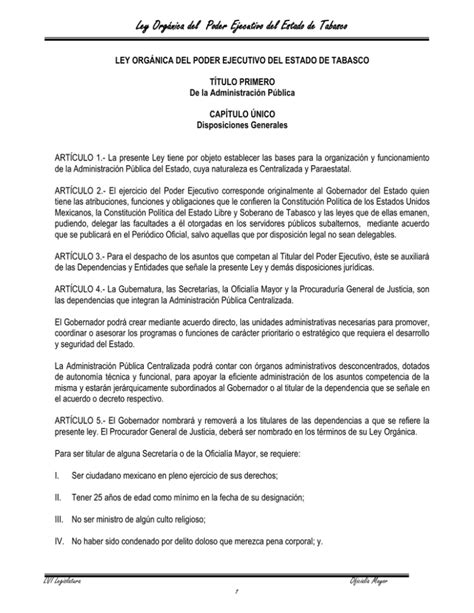 Ley Orgánica del Poder Ejecutivo del Estado