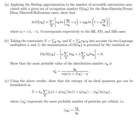 solved a applying the stirling approximation to the number