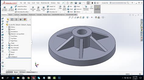2 Solidworks Linear Pattern Circular Pattern And Rib YouTube