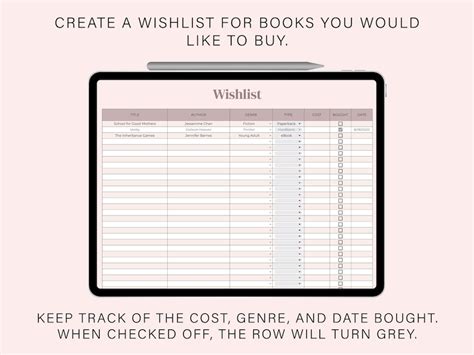 Book Tracker Spreadsheet Reading Log Google Sheets Etsy