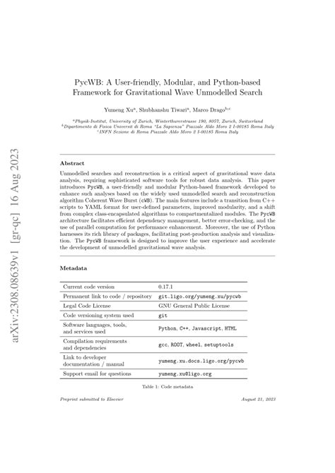 pdf pycwb a user friendly modular and python based framework for gravitational wave