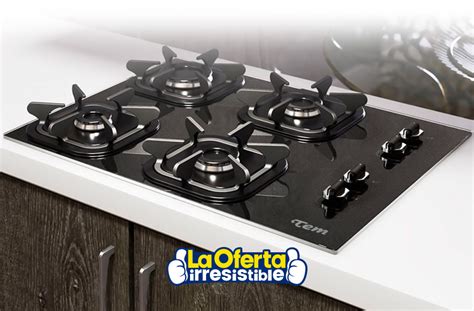 Anafe TEM a Gas 4 Hornallas Encendido Automático Mesada de Vidrio
