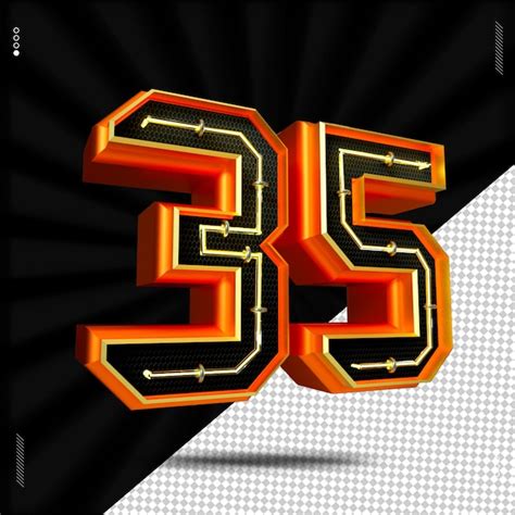 Premium PSD 3d Render Number 35 Font Neon