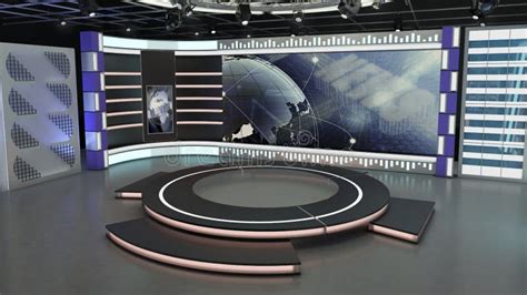 Conjunto De Not Cias De Est Dio De Tv Virtual Renderiza O D De