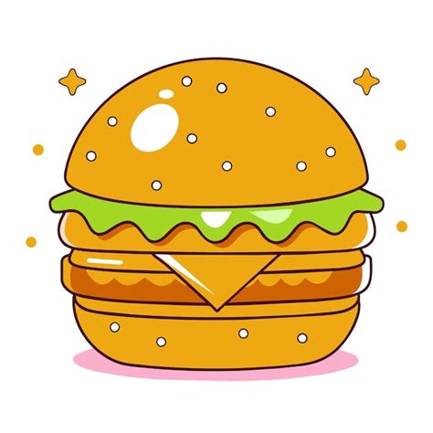 Illustration de dessin animé de hamburger Vecteur Premium