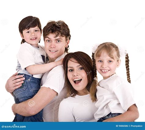 Madre Padre Hija E Hijo Felices De La Familia Foto De Archivo