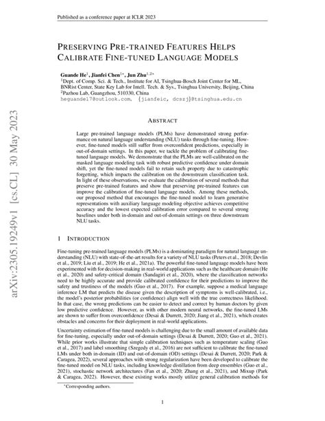 preserving pre trained features helps calibrate fine tuned language models deepai