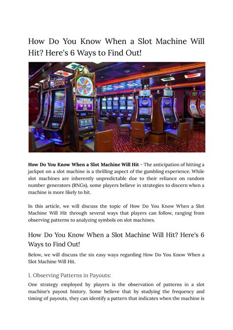 How Do You Know When A Slot Machine Will Hit Here S Ways To Find Out
