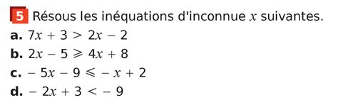 Équation inéquation Exercice avec solution n5 Niveau 3