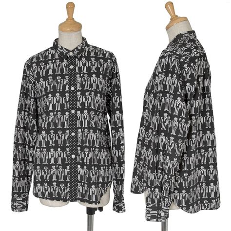 BLACK COMME Des GARCONS Printed Long Sleeve Shirt Black S PLAYFUL