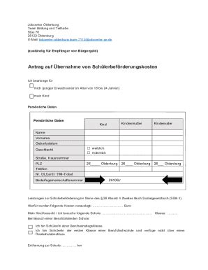 Ausfüllbar Online Antrag auf bernahme von Schlerbefrderungskosten Fax