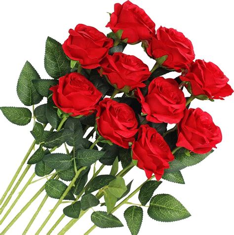 Amazon de Veryhome 10 Stücke Künstliche Rosen Silk Blumen Gefälschte