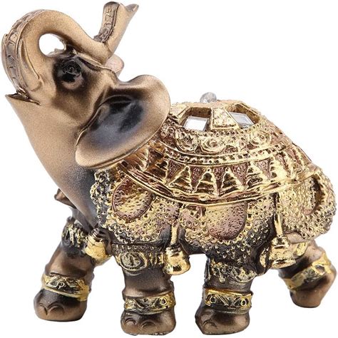 Statue d Éléphant en Résine Doré Sculpture d Éléphant Collection Porte