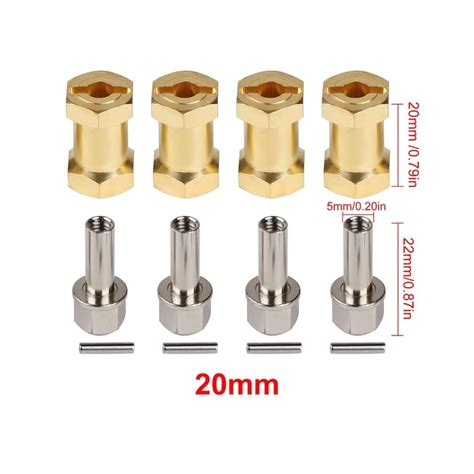 Hexagones élargisseurs de roue en laiton 20mm INJORA pour SCX10 et