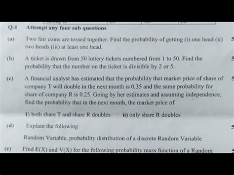 Q4 Probability Maths Paper Solution 2023 Mumbai University IDOL 20