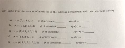 solved 10 points find the number of inversions of the