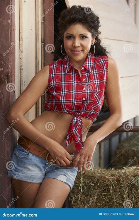 Beautiful Brunette Cowgirl Stock Image Image Of Happiness 30806981