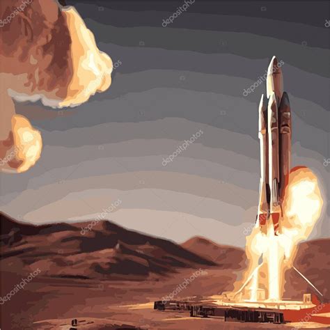 El Sistema De Lanzamiento Espacial Despega Ilustraci N Vectorial