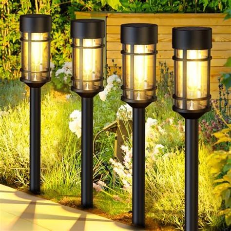 Balhvit Glass Solar Lights Outdoor 8 Pack Super Bright Solar Pathway