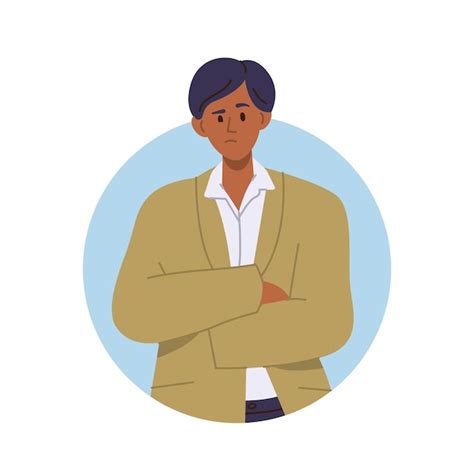 Premium Vector Portrait Of Pensive Uncertain Man Character Crossing