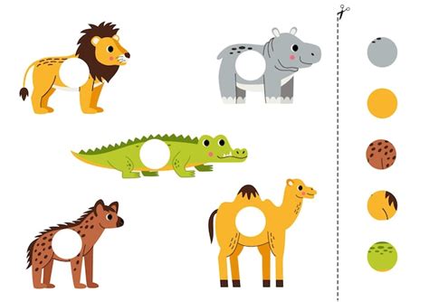 Couper Et Coller Des Parties D Adorables Animaux Africains Vecteur