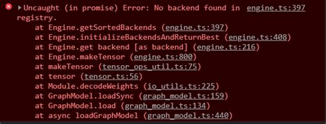 Unhandled Rejection Error No Backend Found In Registry On Tensorflow