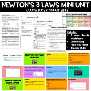 Newton S Three Laws Of Motion Mini Unit Lesson Plans Worksheets