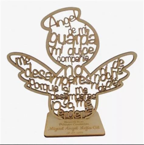 30 Recordatorios Bautizo Oración Angel De La Guarda Mdf 3mm en venta en