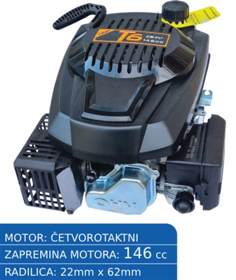 Motor ugradni za kosilice T6 OHV 146 cm³ 3 5 KS 16870 din
