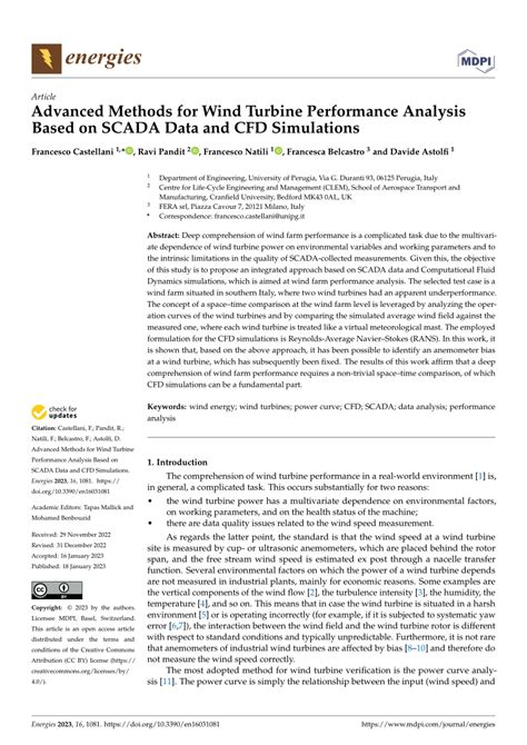 pdf advanced methods for wind turbine performance analysis based on scada data and cfd simulations