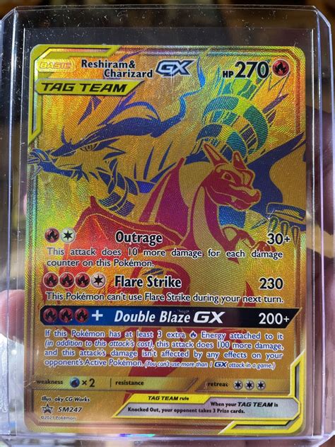 Mavin Pokemon Reshiram And Charizard GX Tag Team Gold Promo