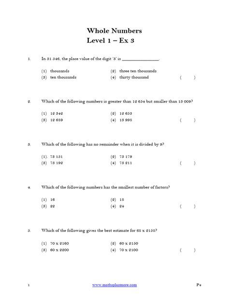 p4 whole numbers l1 ex3 pdf lexicology arithmetic
