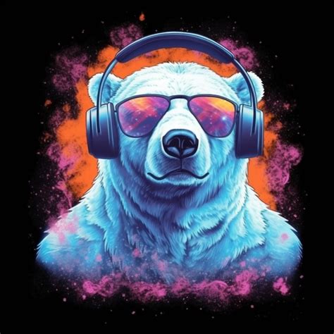Premium AI Image A Close Up Of A Polar Bear Wearing Headphones And