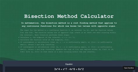 bisection method calculator codesandbox