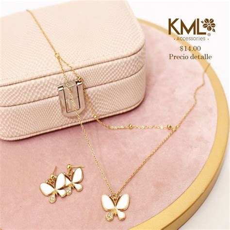 SET DOBLE CADENA MARIPOSA DORADO KML ACCESORIOS