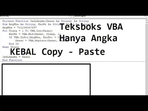 Membuat Textbox Yang Hanya Bisa Berisi Angka VBA Bukan Even