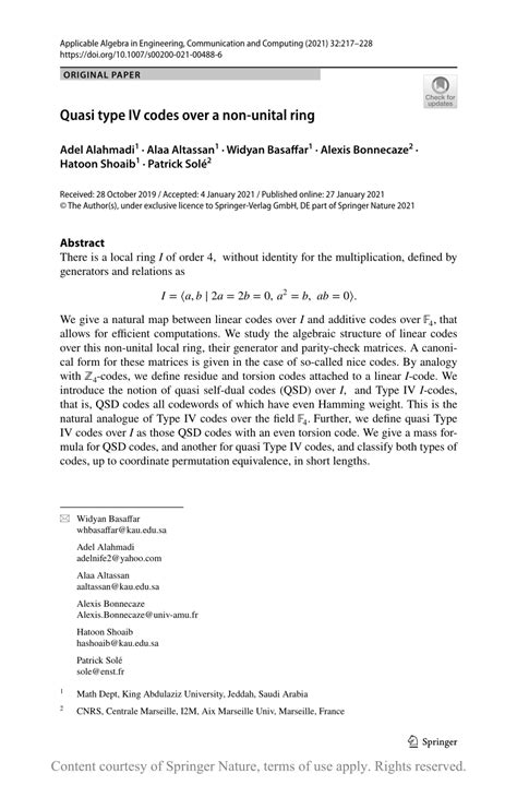 quasi type iv codes over a non unital ring request pdf