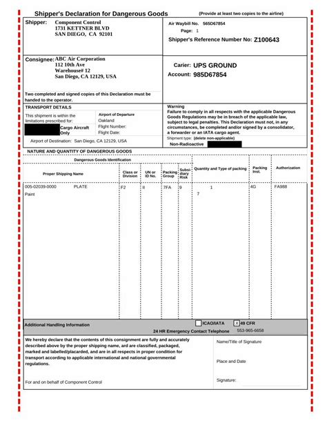 Pdf Shipper S Declaration For Dangerous Goods Shipper S Declaration