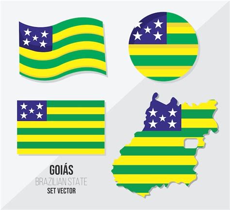 Goiás Brasil vetor conjunto mapa símbolo bandeira e bandeira