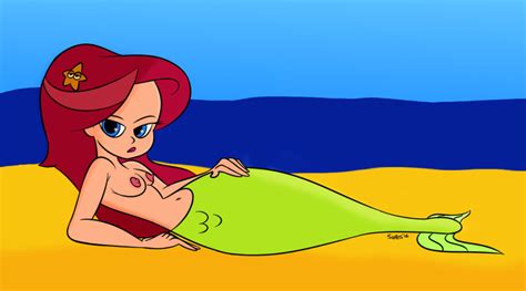 Rule 34 Beach Breasts Green Tail Looking At Viewer Marina Zig And Sharko Merfolk Mermaid