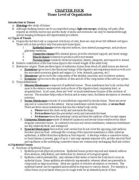 Chapter Outline Anatomy And Physiology Lecture Notes Textbook