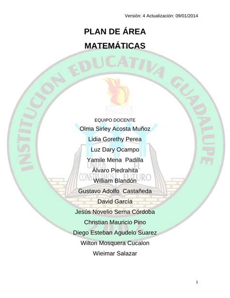 PDF PLAN DE AREA DE MATEMATICA ticas V4 pdfEl Plan de área en