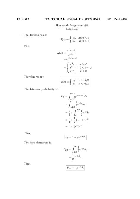 homework 1 with solutions for statistical signal processing ece 567 docsity